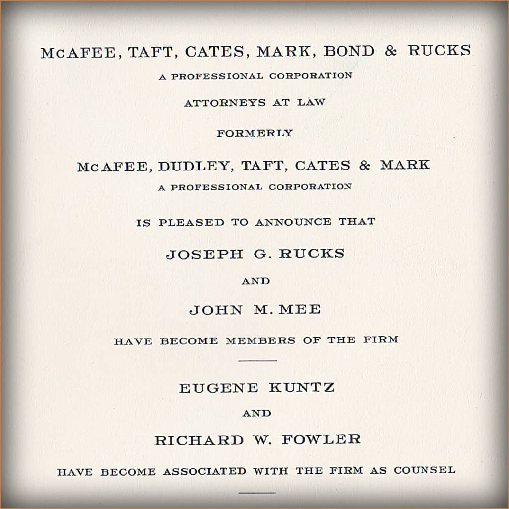 History Timeline - McAfee & Taft Firm History